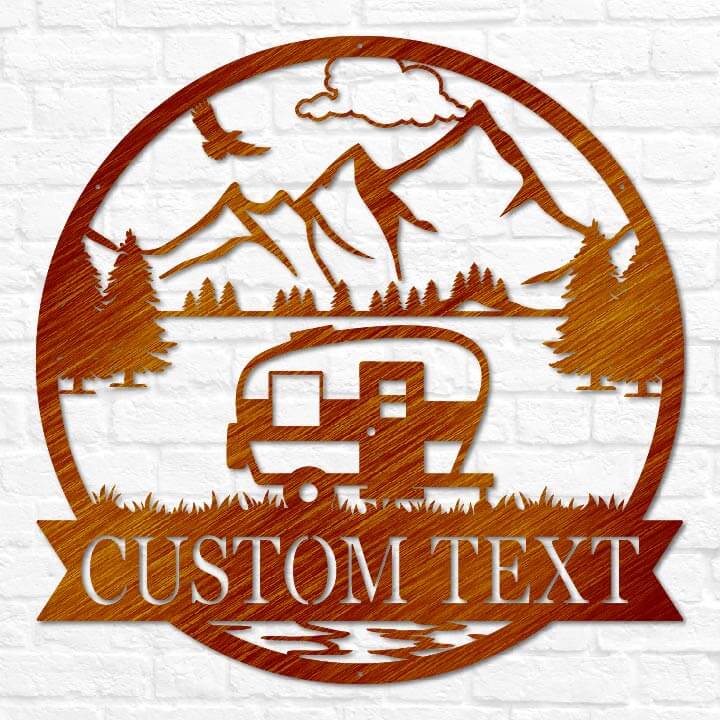 Retro Camper Outdoor Monogram | Custom Metal Name Sign | Cabin Decor ...