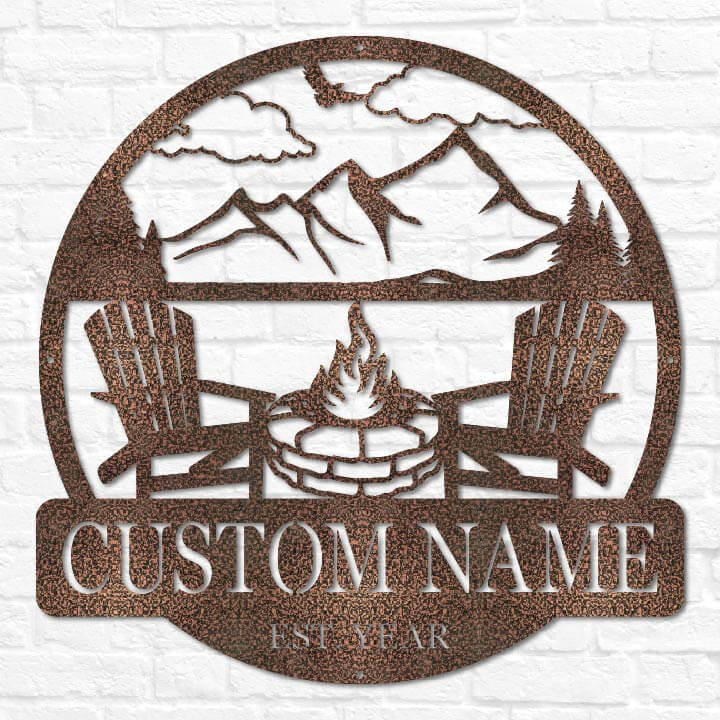 Personalized Campfire Monogram Name Sign | Mountain Outdoor Decor ...