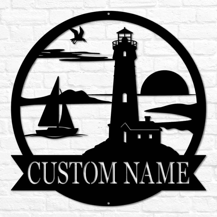 Lighthouse Name Sign | Lighthouse Nautical Coastal Cottage Home Decor ...